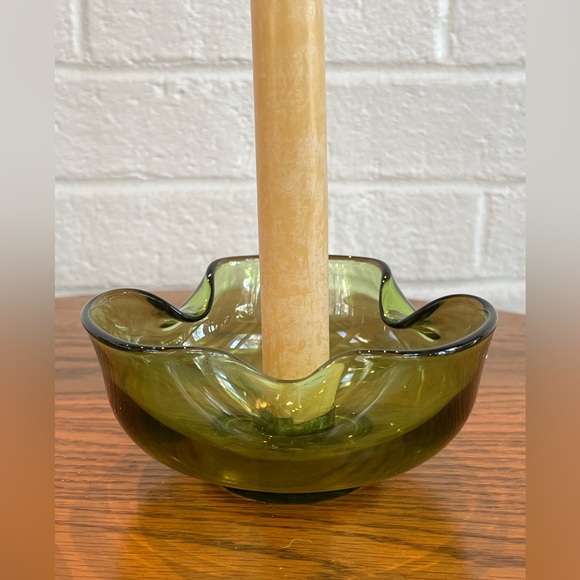 Accents | Vintage Avocado Green Pinched Glass Candle Stick Holders ...